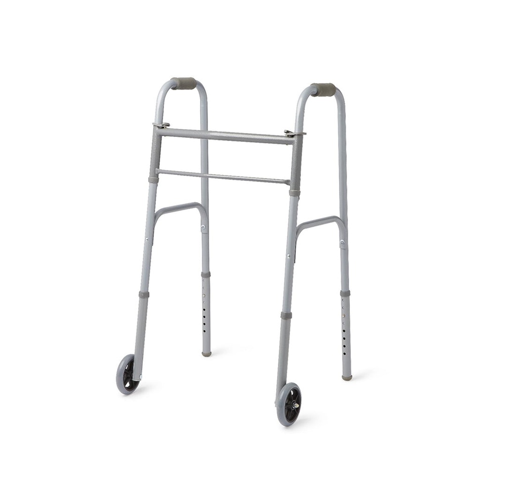 Medline 2-Button Basic Steel Walker with 5" Wheels | Core GPO