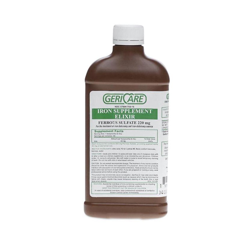 Geri Care Iron Supplement (Ferrous Sulfate) Elixir, 220 mg/5 mL, 16oz ...