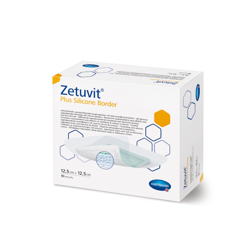 Hartmann Zetuvit Plus Silicone Bordered Super Absorbent Dressing, 8"x10 ...